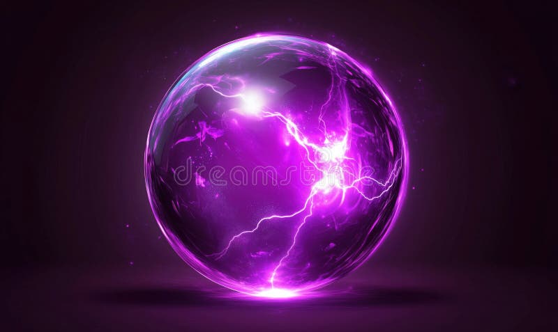Glowing Purple Energy Sphere Lightning Effects Cosmic Background Stock ...