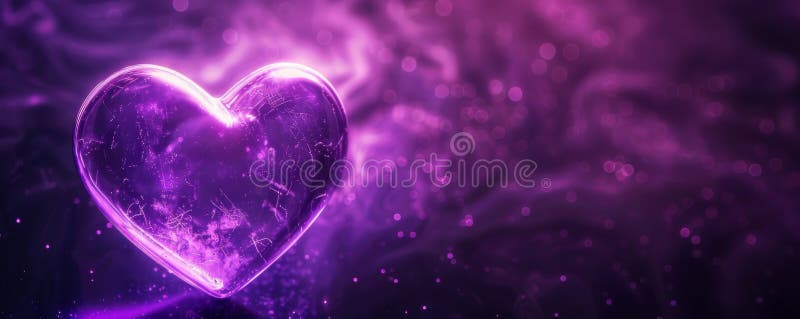 Glowing Purple Heart Amidst Sparkling Cosmic Backdrop Stock Image ...