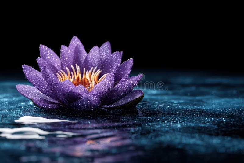 Glowing Purple Lotus Flower Floating on Water Stock Illustration ...