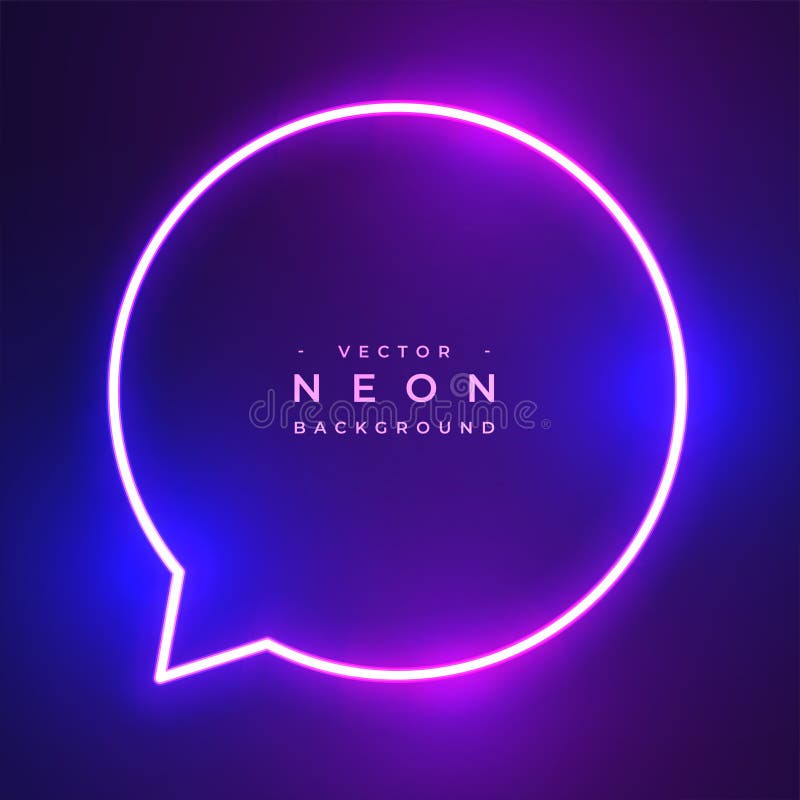 Glowing Purple Neon Chat Bubble Sign Background with Shiny Effect Stock ...