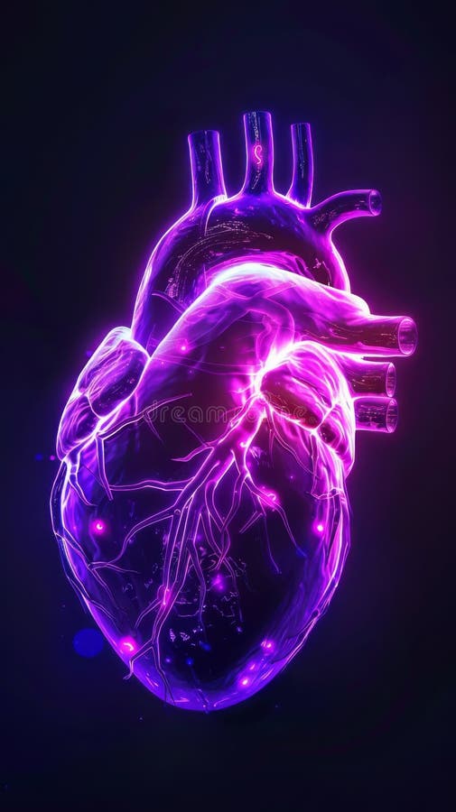 Glowing Purple Neon Heart Illustration Stock Image - Image of detail ...