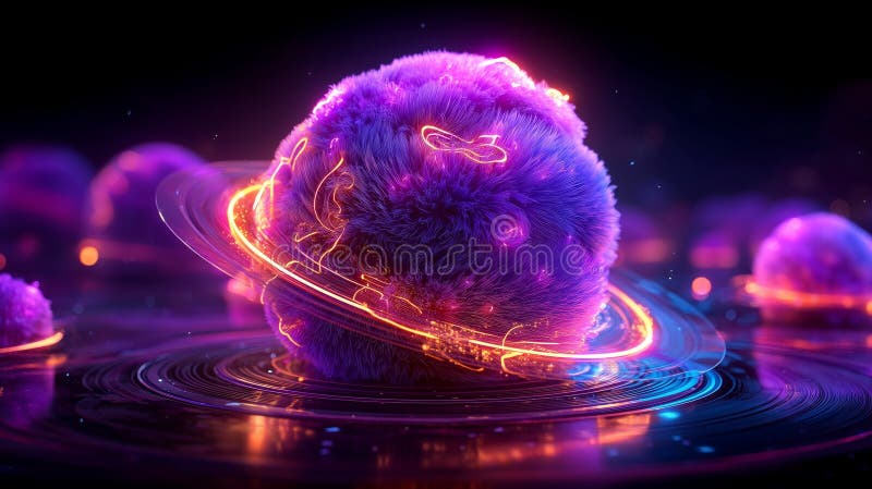 Glowing Purple Orb with Rotating Energy Ring Stock Illustration ...