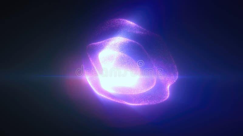 Glowing Purple Particles Creating a Floating Sphere Shape with Intense ...