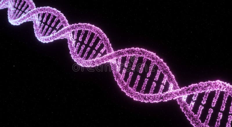Glowing Purple and Pink DNA Helix in Dark Space Stock Illustration ...