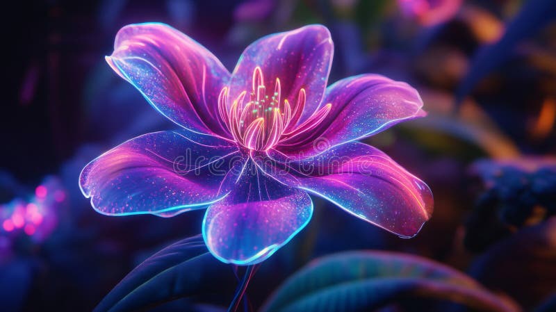 Glowing Purple Pink Flower Digital Art Stock Illustration ...