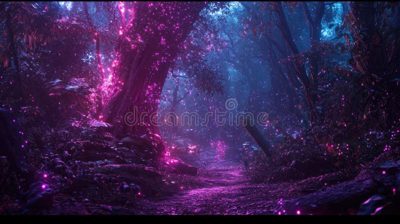 Glowing Purple and Pink Trees and Foliage Create a Magical and Mystical ...