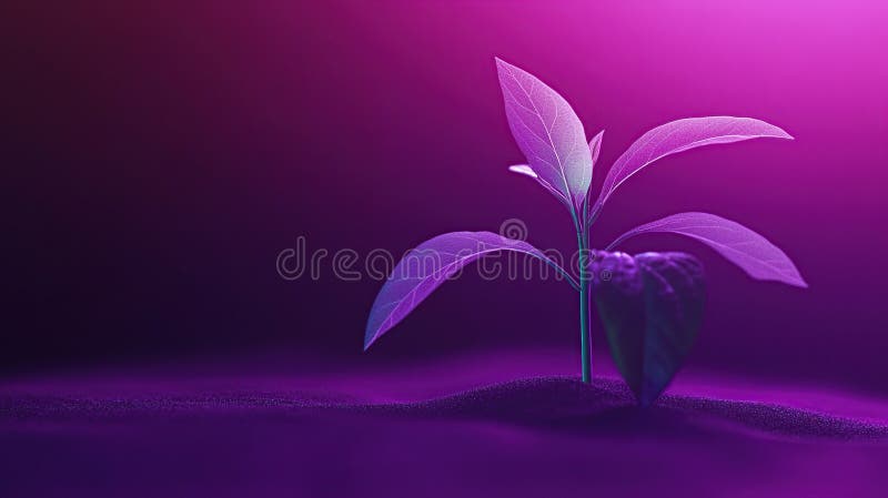Glowing Purple Plant Seedling Sprouting from Dark Soil Stock Photo ...