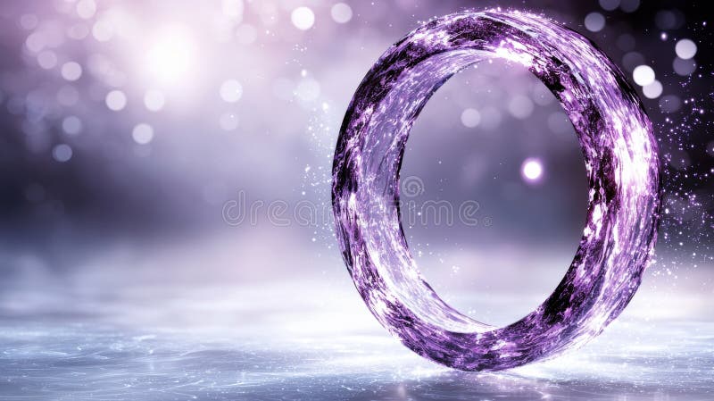 Glowing Purple Ring of Light Over Water Stock Illustration ...