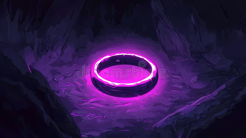 Glowing Purple Ring Fantasy Artwork Mysterious Cave Digital Painting ...