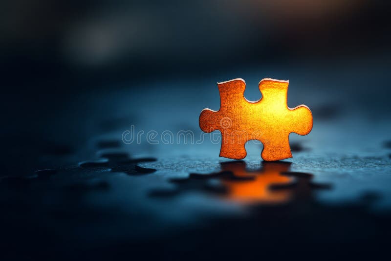 Glowing Puzzle Piece on Dark Background, Symbolizing Connection and ...