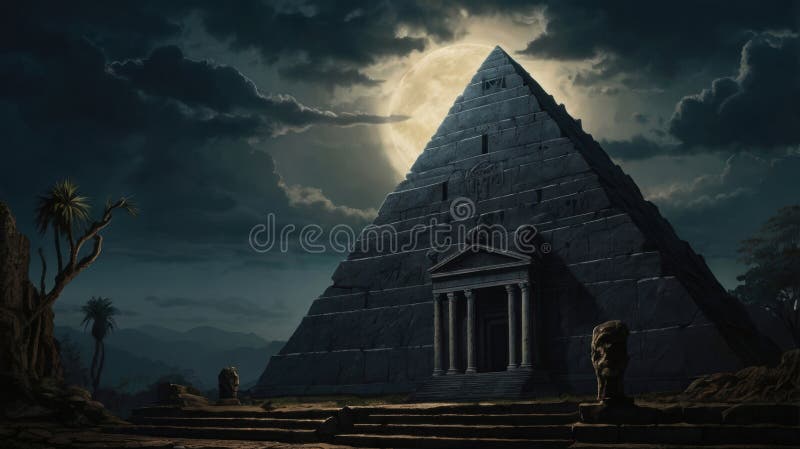 Glowing Pyramid with Galactic Portal Stock Illustration - Illustration ...