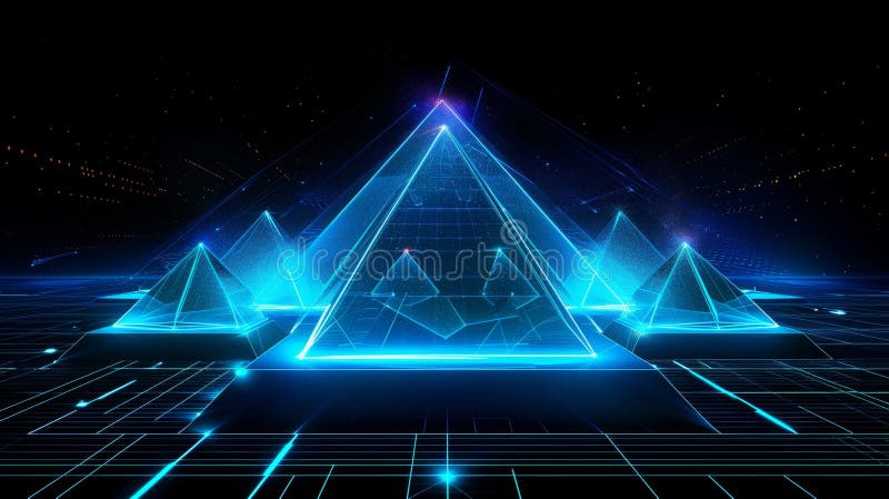 Glowing Pyramid Structures with Advanced Design Stock Image - Image of ...