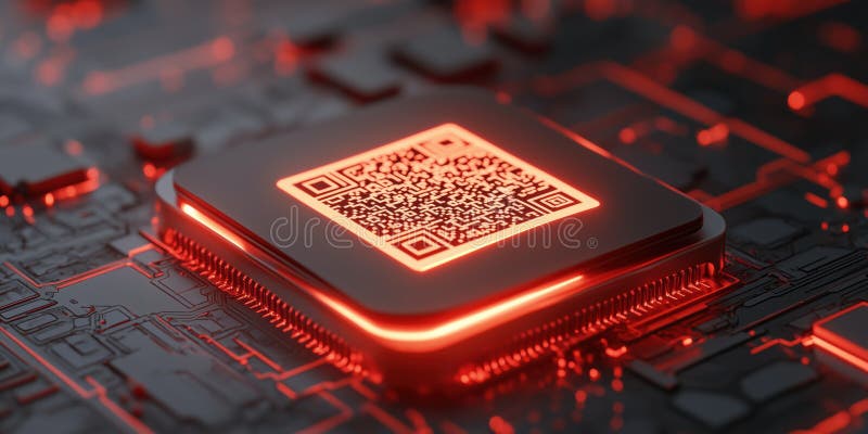 Glowing QR Code on Circuit Board, Symbolizing Digital Technology and ...