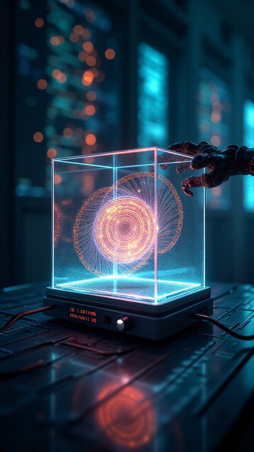 A Glowing Quantum Computer with Intricate, Swirling Energy Patterns ...