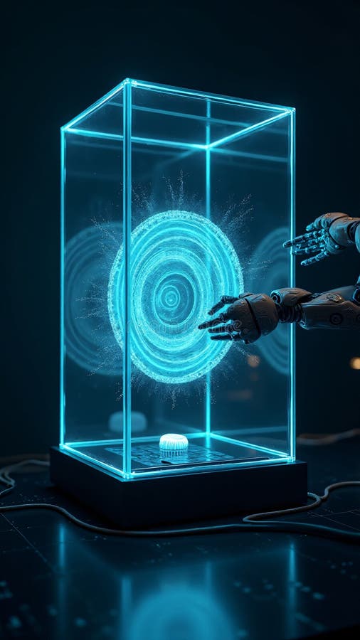 A Glowing Quantum Computer with Intricate, Swirling Energy Patterns ...