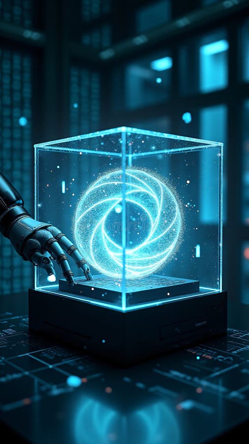 A Glowing Quantum Computer with Intricate, Swirling Energy Patterns ...