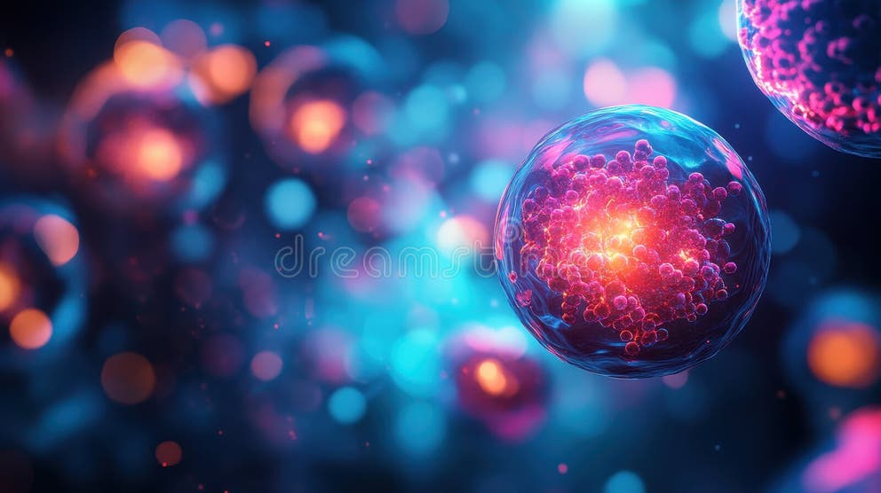 Glowing Quantum Dots in Bioimaging Visualization of Nanoparticles Stock Illustration ...