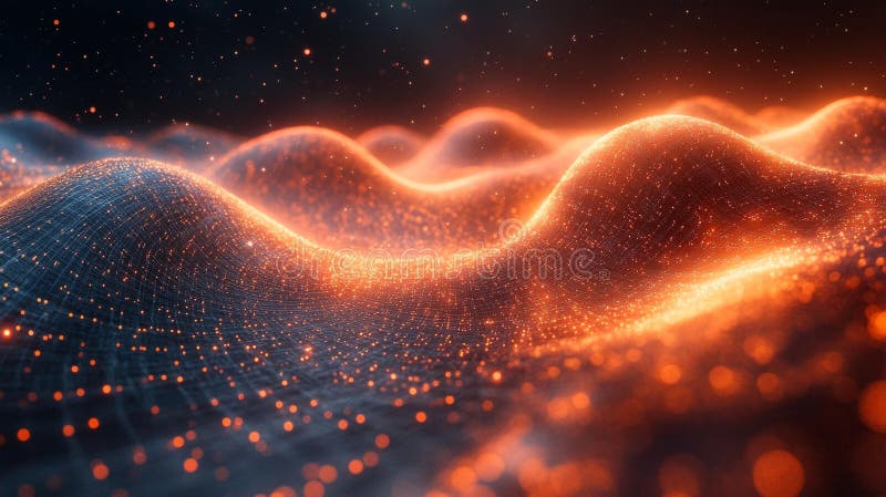 Futuristic Visualization of Quantum Grid with Particles Stock ...