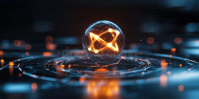 Glowing Quantum Particle in Superposition, Surrounded by Energy Waves ...