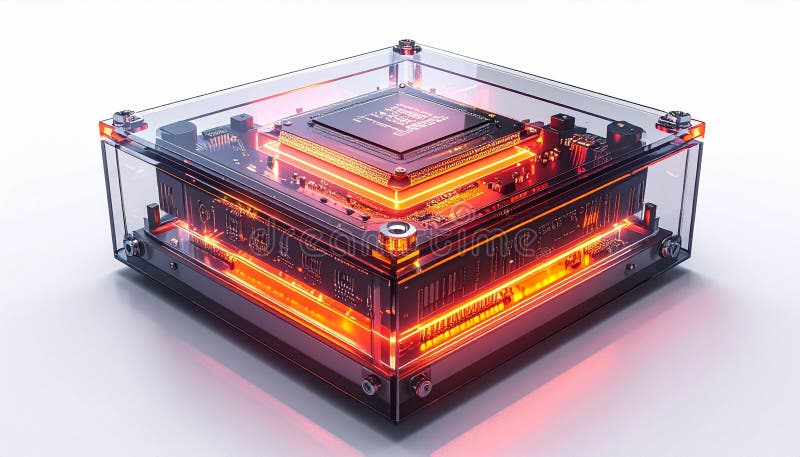 Glowing Quantum Processor Core Technology Stock Illustration - Illustration of glowing ...