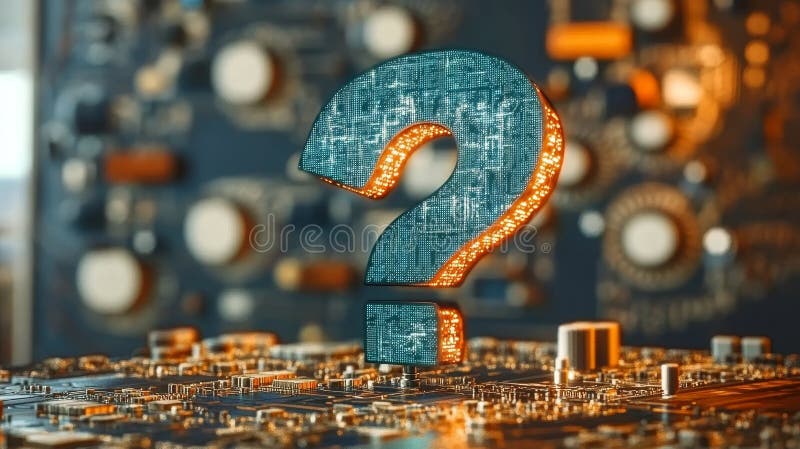 Glowing Question Mark on Circuit Board Concept of Digital Uncertainty ...