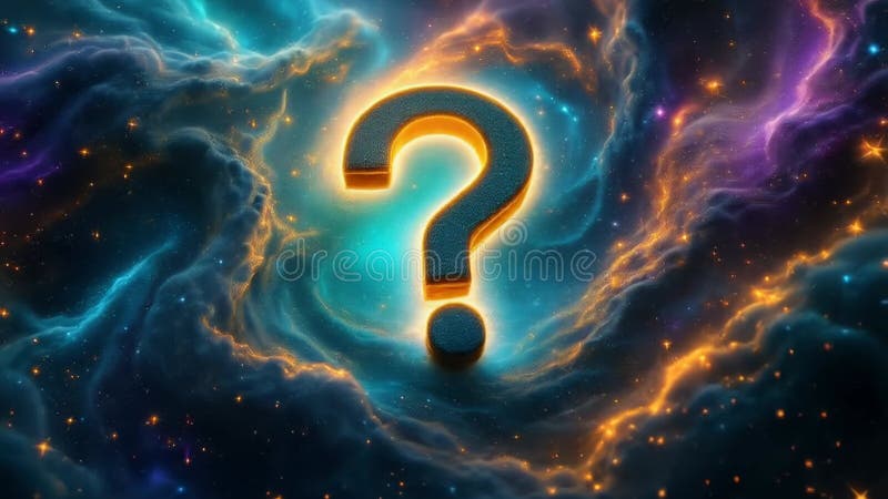 Glowing Question Mark in Cosmic Nebula Space Art Stock Video - Video of ...