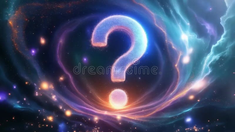 Glowing Question Mark in Cosmic Nebula Space Background Loop Stock ...
