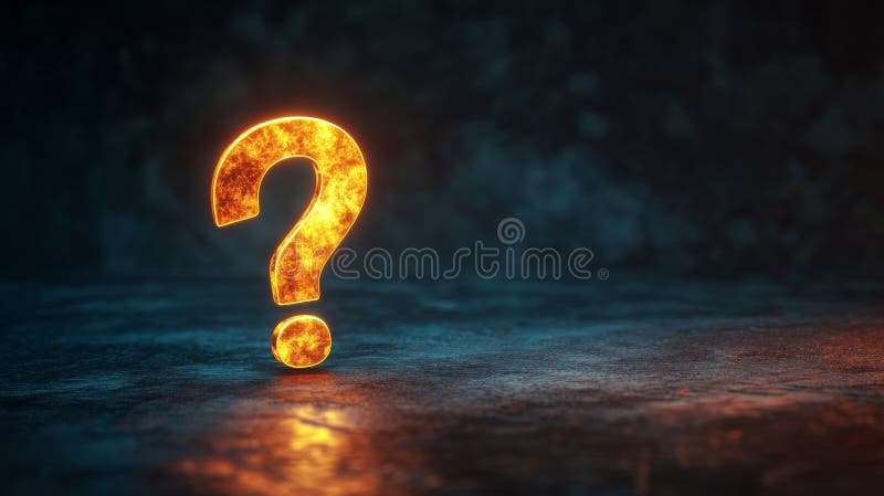 Glowing Question Mark on Dark Textured Surface Stock Illustration ...