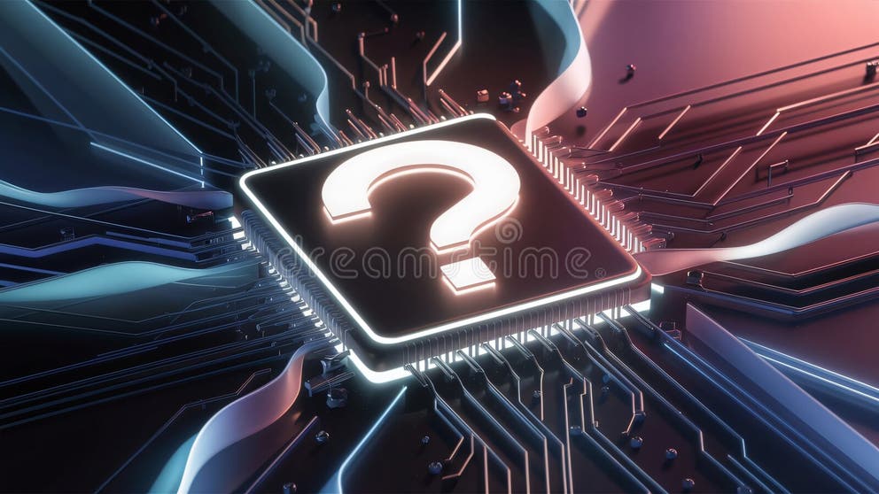 Glowing Question Mark on Futuristic Circuit Board, High Quality Image ...