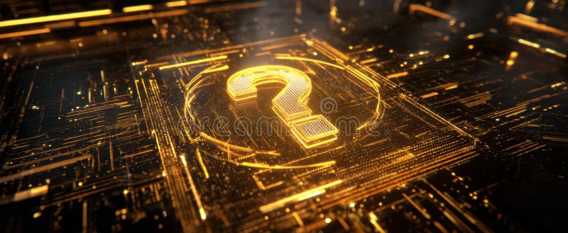 The Glowing Question Mark Illuminating a Futuristic Digital Landscape ...