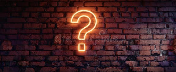 The Glowing Question Mark Illuminating a Textured Brick Wall Background ...