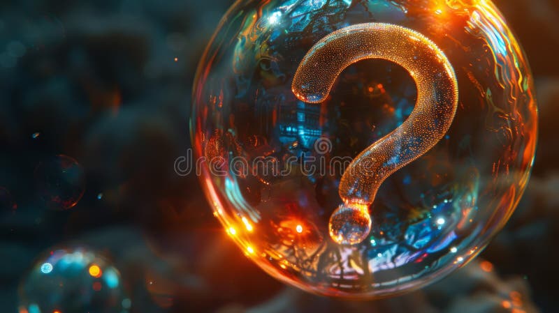 A Glowing Question Mark Inside a Sparkling Bubble. Stock Photo - Image ...