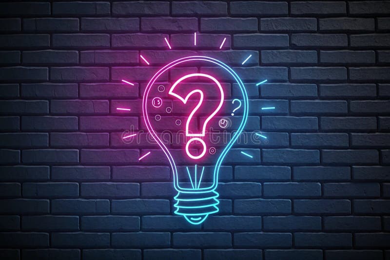 Glowing Question Mark in Light Bulb Concept for Engaging Neon Two ...