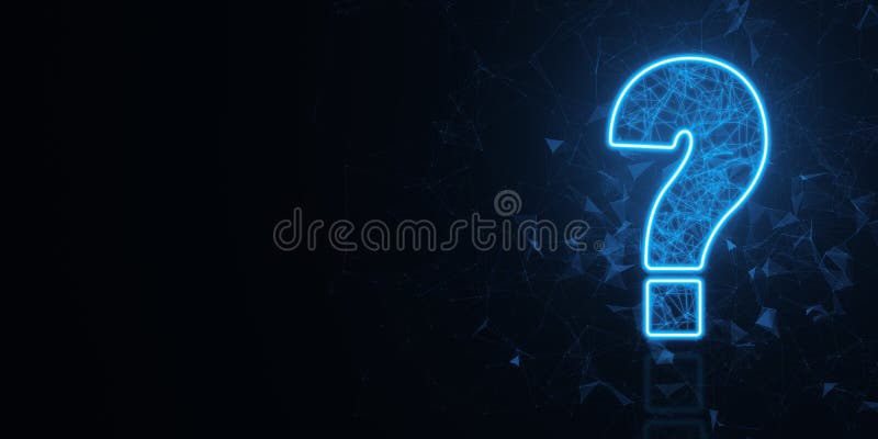 Glowing Question Mark with Network Connections on Dark Background. 3D ...