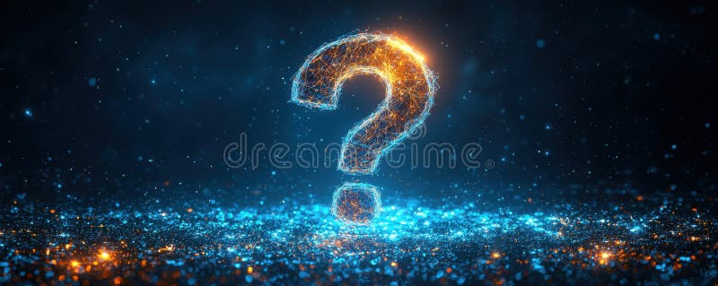 Glowing Question Mark on a Sparkling Abstract Background Stock Photo ...