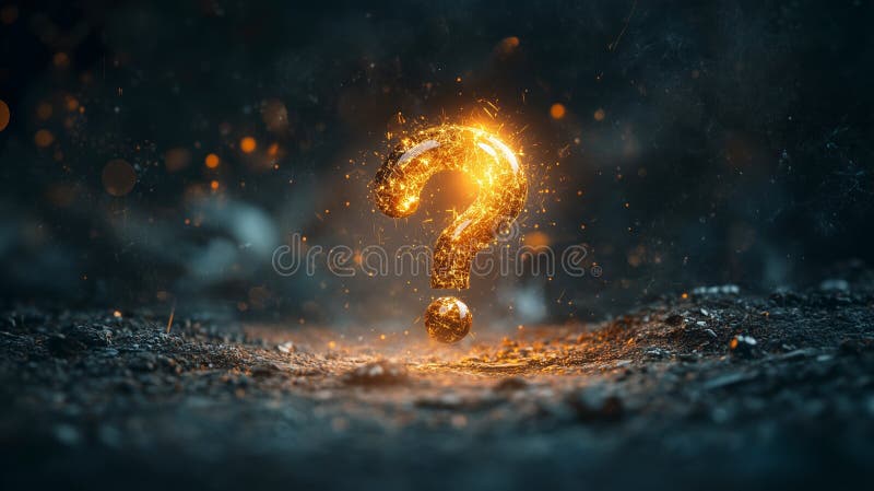 Glowing Question Mark with Sparks in Dark Atmosphere Stock Illustration ...