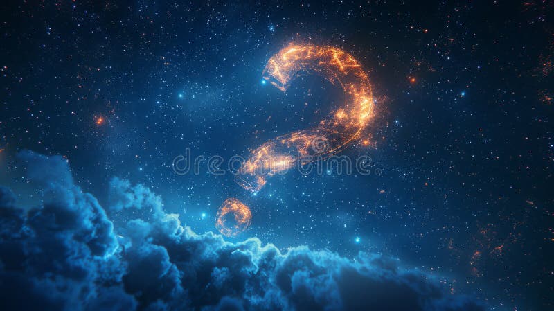Glowing Question Mark in a Starry Night Sky Amidst the Cosmos Stock ...