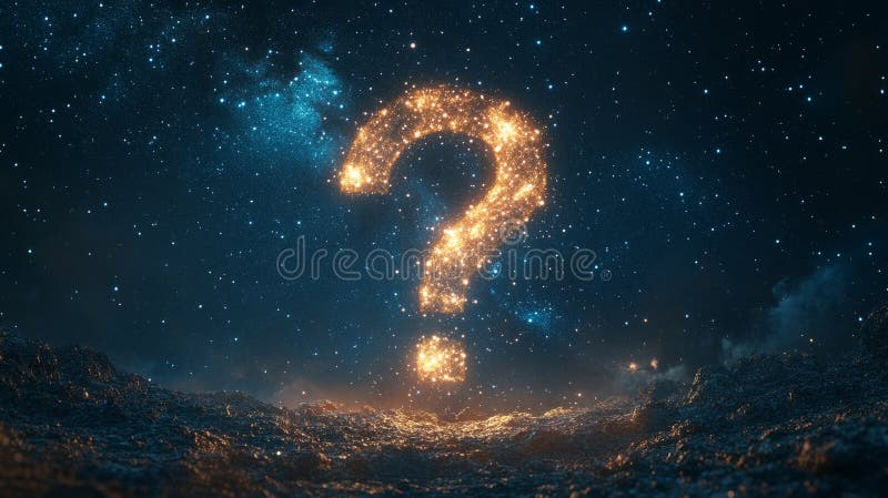 Glowing Question Mark in a Starry Night Sky Amidst the Cosmos Stock ...