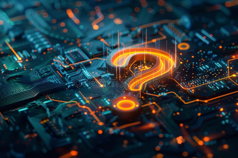 Question Mark on a Circuit Board Stock Illustration - Illustration of ...