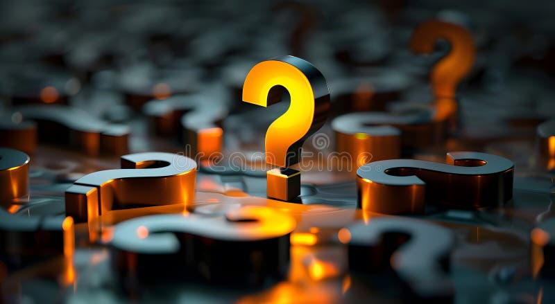 Glowing Question Marks in Abstract Setting Curiosity Inquiry Unknown ...