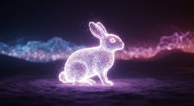 Glowing Rabbit Digital Art on Textured Surface Stock Image - Image of ...