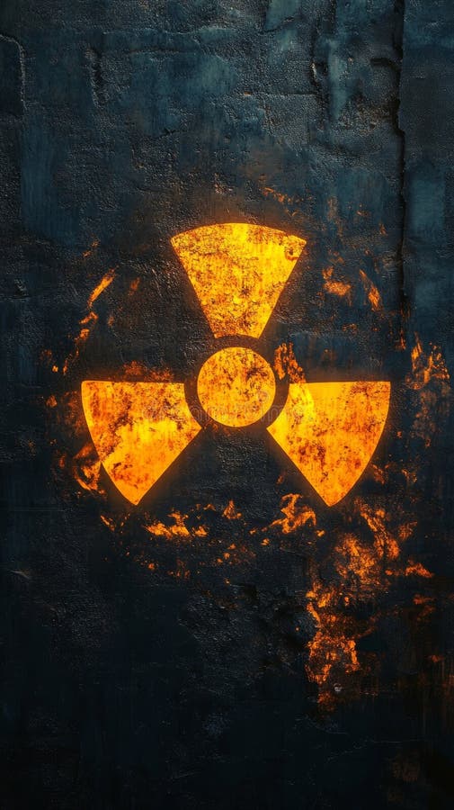 Glowing Radioactive Symbol on Dark Textured Background, Danger and ...