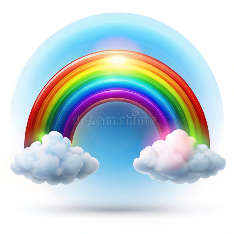 Glowing Rainbow with Rotating Cloud Effects Stock Illustration ...