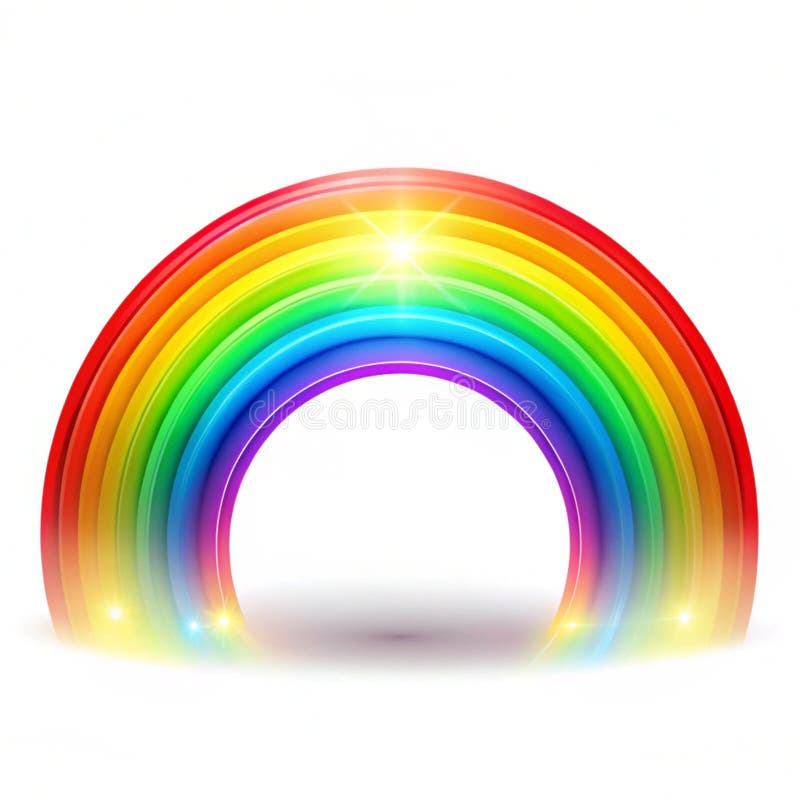 Glowing Rainbow with Rotating Light Effects Stock Illustration ...