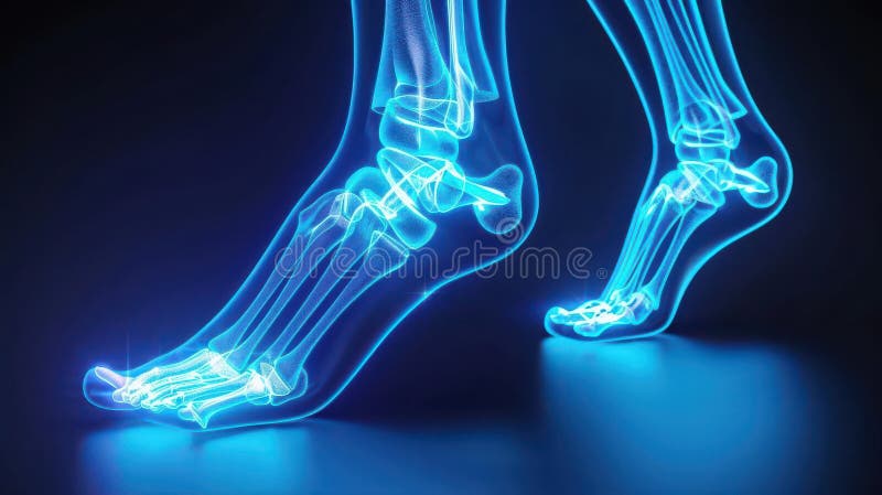 Glowing X-ray of Human Feet in Motion on a Black Background ...