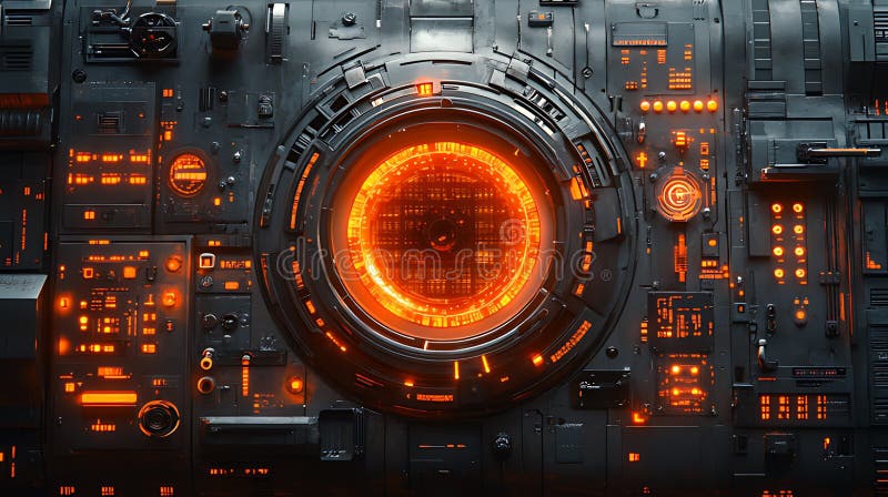 Glowing Reactor Core Panel, Sci-fi Ship, Orange Lights, Futuristic ...