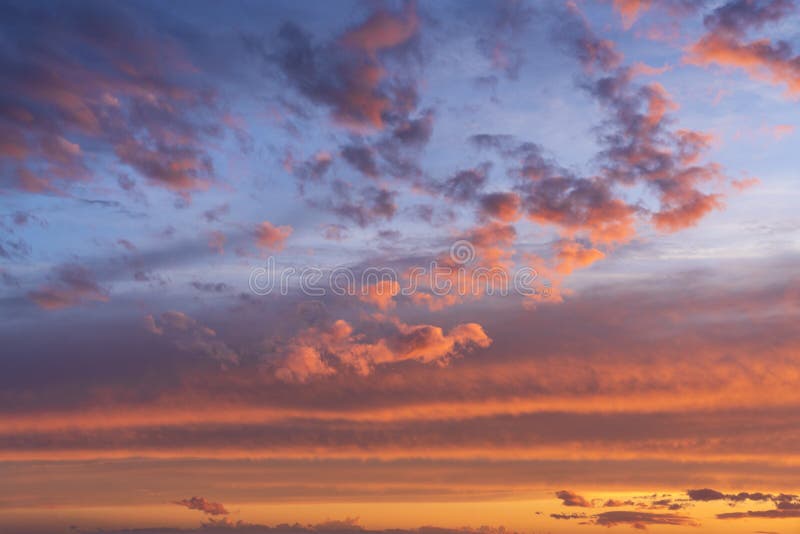 Glowing Real Sky at Sunset Texture Background Overlay. Dramatic Red and ...