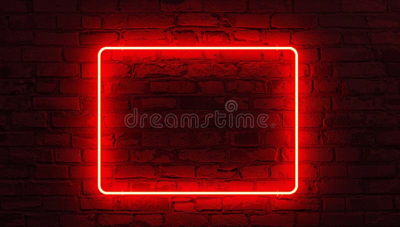 Glowing Rectangle Frame on Textured Brick Wall, a Vibrant Contrast of ...