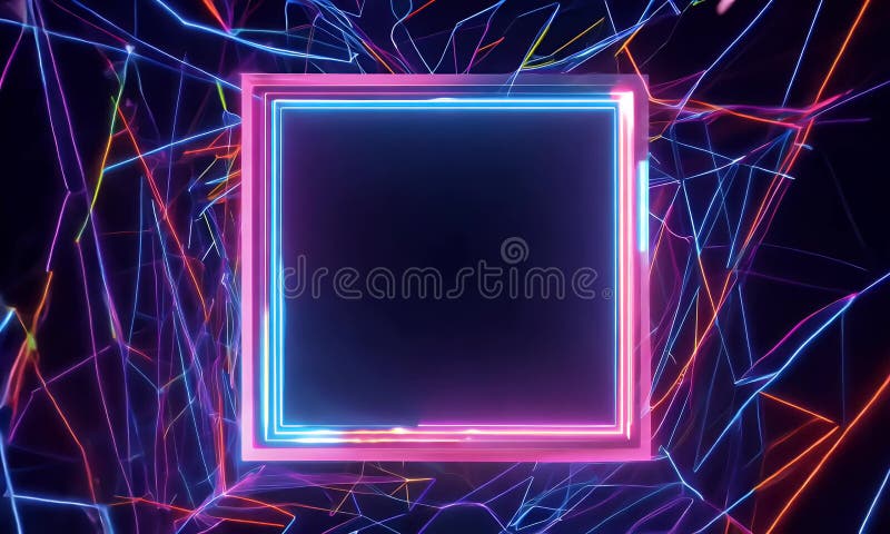 Glowing Rectangular Energy Frame with Pulsating Neon Lines Stock ...