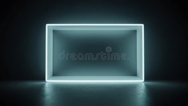 Glowing Rectangular Frame in Dark Space, Evoking Modern Elegance and ...